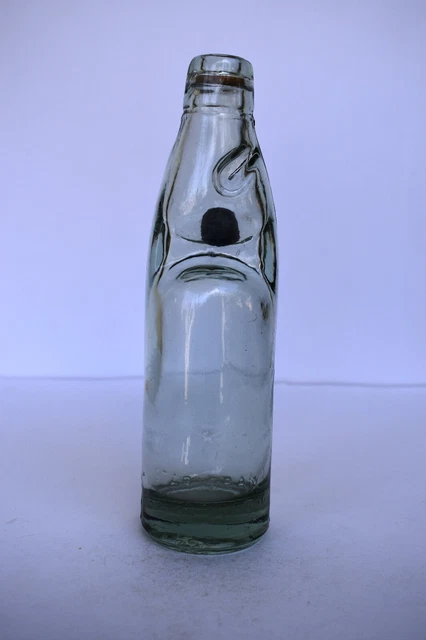 VINTAGE SODA BOTTLE Germany Codd Neck Marble Stopper Transparent Aqua ...