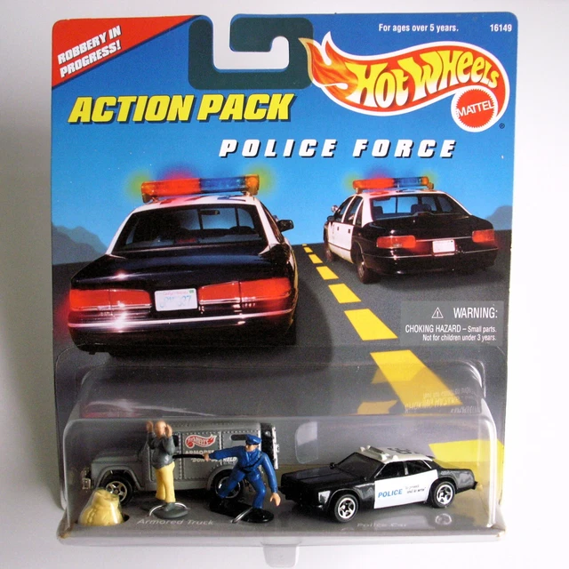 MATTEL HOT WHEELS "Police Force" Action Pack, Two Figures & Two Diecast ...