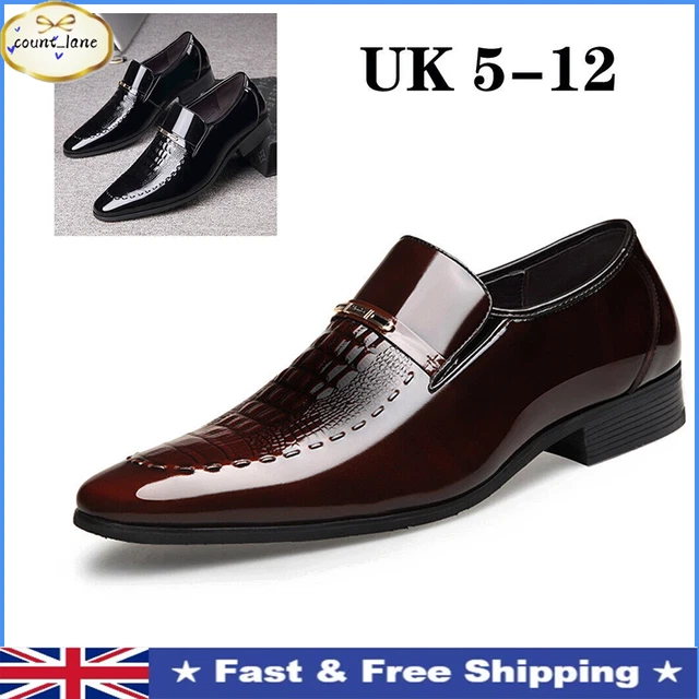 UK MENS FORMAL Shiny Party Oxford Wedding Patent Shoes Smart Office ...