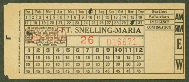 TWIN CITY LINES transfer 1940 Ft Snelling-Maria $9.99 - PicClick