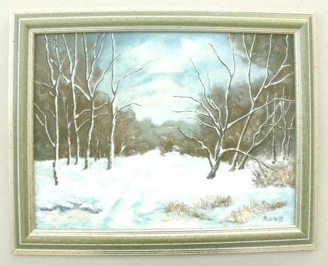 ORIGINAL ÖLGEMÄLDE UNIKAT von RUDOLF WEISS, *IM WINTERWALD*, 40 x 30 cm ...