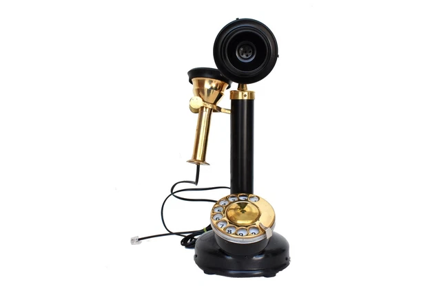 WESTERN ELECTRIC BLACK Bullnose Candlestick Rotary Dial Telephone Circa ...