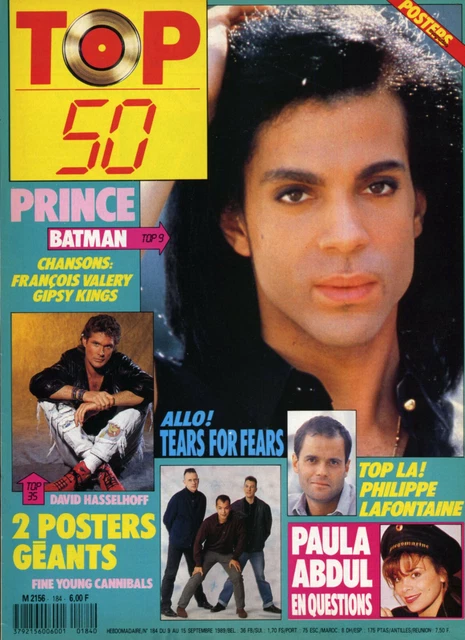 MAGAZINE TOP 50 n°184, PRINCE, David HASSELHOFF, Paula ABDUL, TEARS FOR ...