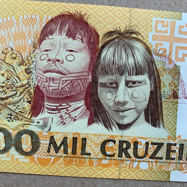 BRAZIL, 1000 CRUZEIROS Banknote, Paper Money 1991 UNC Currency Native ...