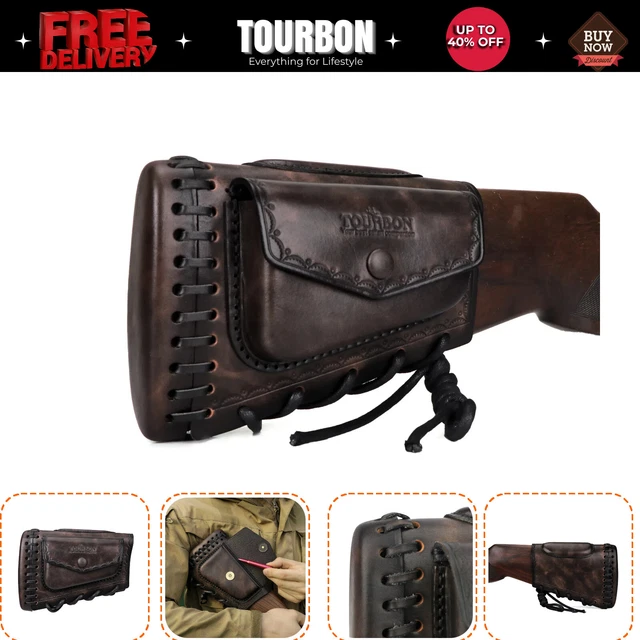 TOURBON HUNTING LEATHER Recoil Pad Rifle Cheek Rest Riser Gun Buttstock ...