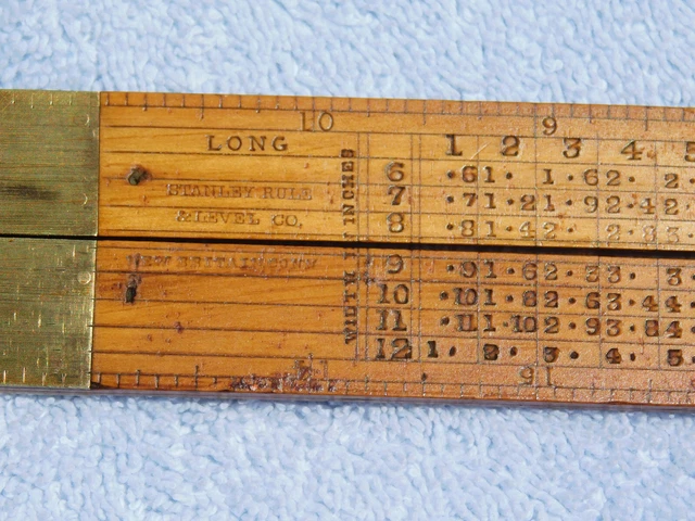 VINTAGE STANLEY RULE & LEVEL CO. #79 Boxwood & Brass Folding Rule ...