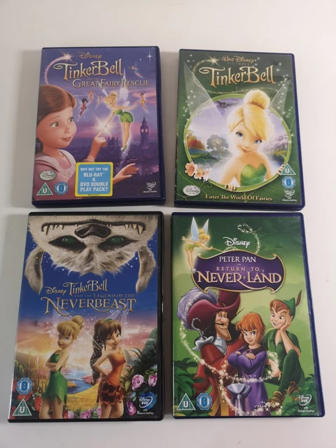 DISNEY TINKERBELL / Peter Pan 4 X DVD Kids Animated Movie Bundle £7.41 ...