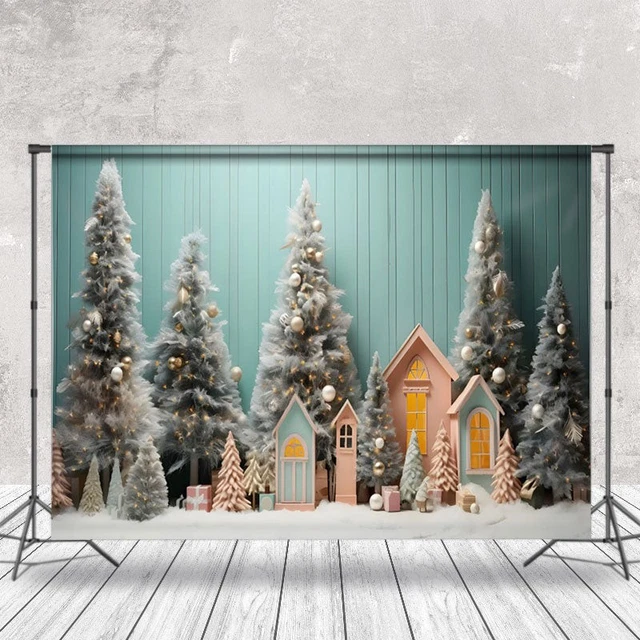 TEAL WALL PINE Trees House Christmas Photo Backdrop $37.94 - PicClick AU