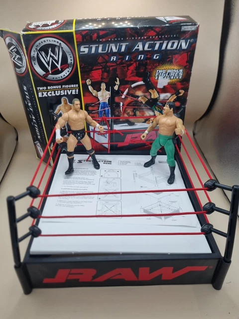 2005 RARE WWE Raw Smackdown Stunt Action Wrestling Ring Jakks HHH Eddie ...
