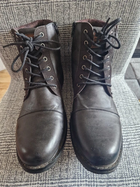 MENS BOOTS, PRIMARK, Black Faux Leather, Lace Up & Zip, Lined, Size 11 ...
