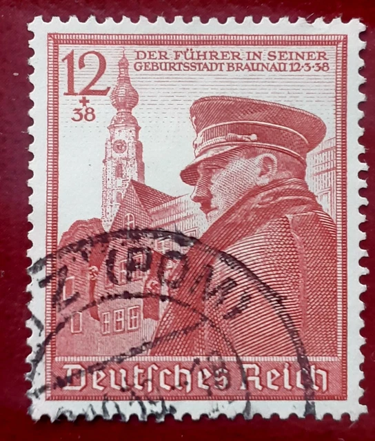 BRIEFMARKE DEUTSCHES REICH DR 50. Geburtstag Adolf Hitler 1939 Braunau Stempel EUR 2,50 ...