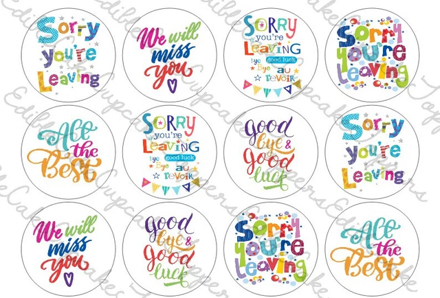 SORRY YOURE LEAVING Cupcake Toppers Edible Cake Icing £2.59 - PicClick UK
