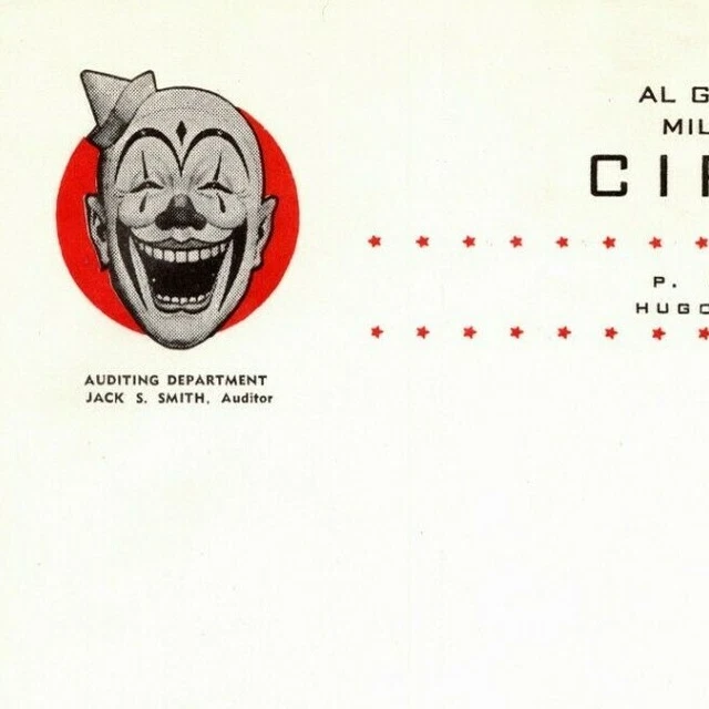 SCARCE VINTAGE AL. G. Kelly-Miller Circus Letterhead c1940's-50's Clown ...
