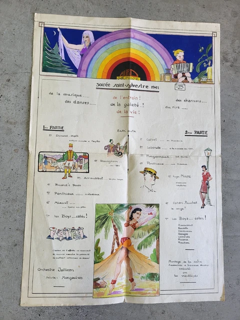 YOUTH CLUB POSTER Soiree Saint Sylvestre 1941 Watercolor $94.84 ...