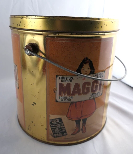 MAGGI SUPPEN BLECHEIMER Blechdose / H22 x DM22cm / ALT Vintage EUR 21 ...
