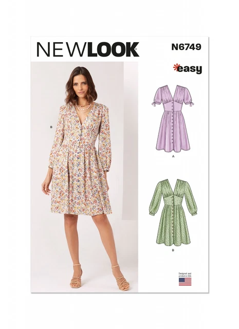 NEW LOOK EASY SEWING PATTERN N6749 Misses' Button-Front Dresses Sizes 6 ...