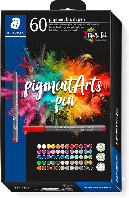 BRUSH PEN PIGMENT Arts, Premium Drawing Ink, Brush Tip for Variable ...