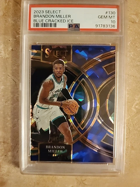 2023-24 SELECT BRANDON Miller RC Rookie Premier blu incrinato ghiaccio ...