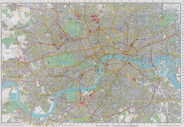 C1900S INDICATOR MAP OF LONDON Original Folding Map Underground ...