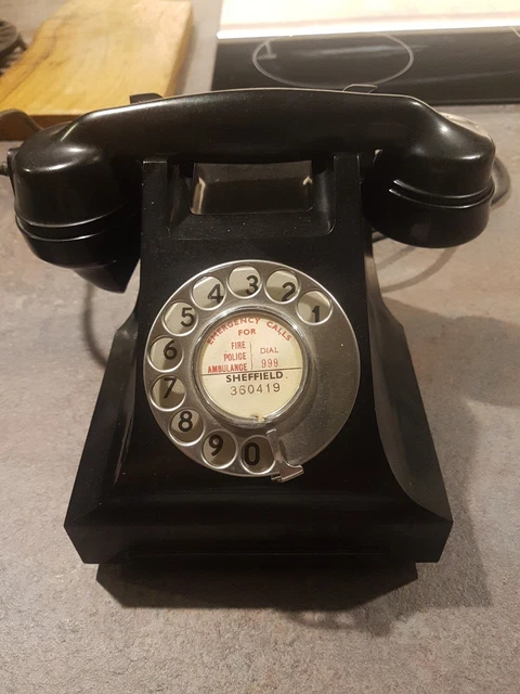 VINTAGE ROTARY DIAL Bakelite GPO Telephone with modern connector plug £ ...