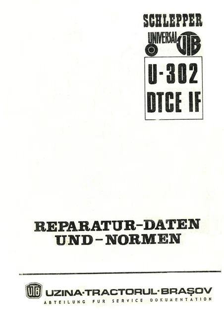 302070 REPARATURHANDBUCH UTB Rumänien U-302 U 302 Traktor ...