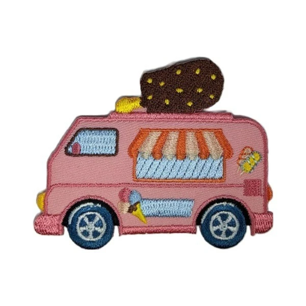 ICE CREAM VAN Iron on Patch Kids Ice-cream Dessert Pink Car 7.9×6.3×0 ...