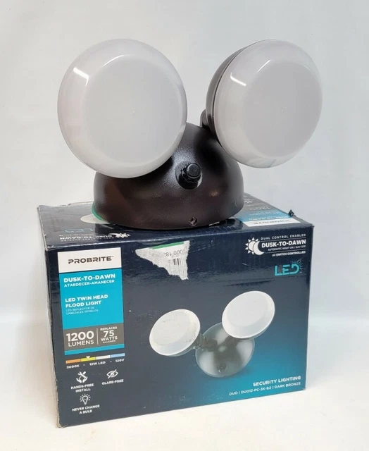 75-WATT EQUIVALENT TWIN-HEAD Outdoor LED Flood Light, 1200 Lumens by ...