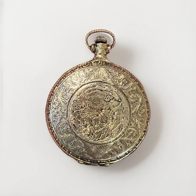 VINTAGE COMPACT POCKET Watch Gold-tone Mirror Aphrodite Never Used ...