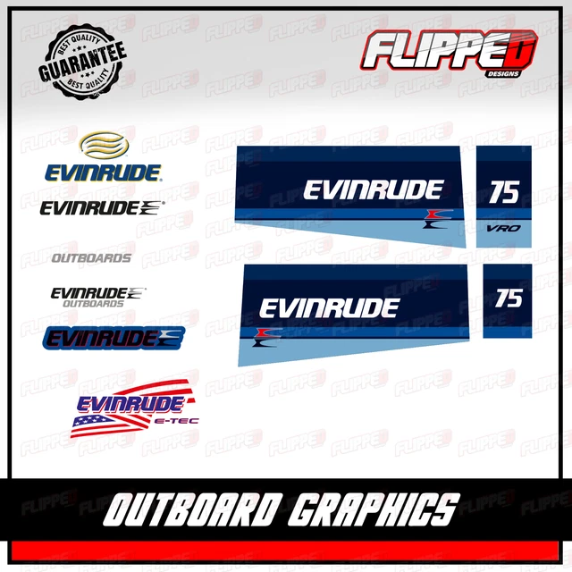 EVINRUDE 75 VRO Outboard Decals Graphics Sticker Kit Engine Motor £39. ...