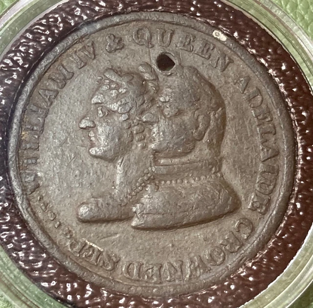 RARE 1831 LEAD Medallion - William IV & Queen Adelaide ‘Crowned Married ...