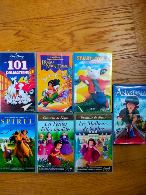 LOT DE 7 cassettes vhs enfants(101 dalmatiens,le bossu,anastasia ...