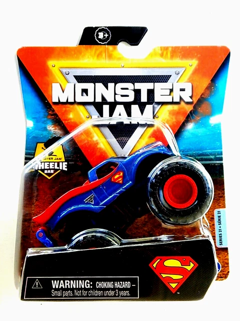 MONSTER JAM SUPERMAN Monster Truck w/ Wheelie Bar 1:64 Scale Diecast 💥 ...
