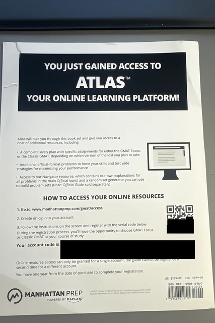 MANHATTAN PREP GMAT Atlas Online Lernplattform Zugangscode – NEU ...