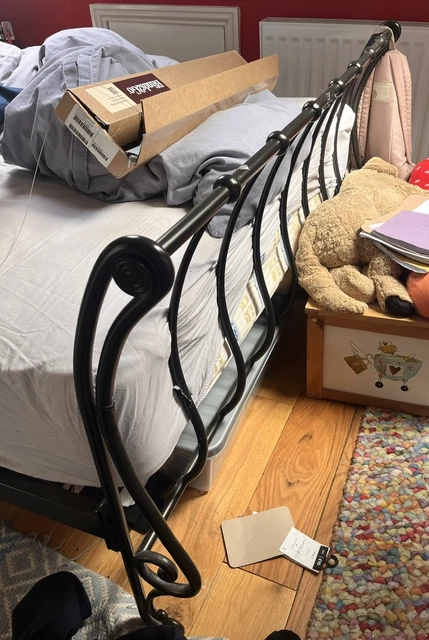 BLACK METAL DOUBLE bed Frame. Wooden Slats. Already Dismantled. Collect ...