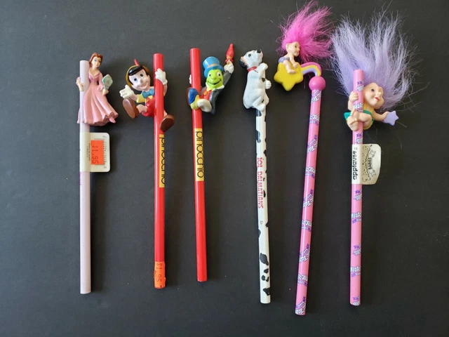 DISNEY VINTAGE PENCIL Topper Hugger Lot PVC Figure 1990 Applause $209. ...