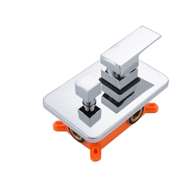 Wall Mount Shower Faucet 2 Ways Control Valve Diverter Square Plate