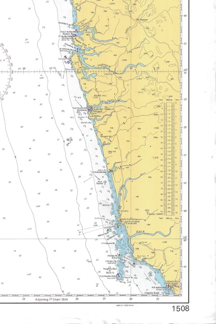 1508 INDIA WEST Coast Vengurla Murud Janjira Chart Map Maritime Marine ...