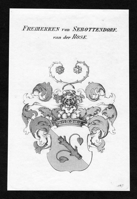 1820 - SEBOTTENDORF van der Rose Wappen Adel coat of arms heraldry ...