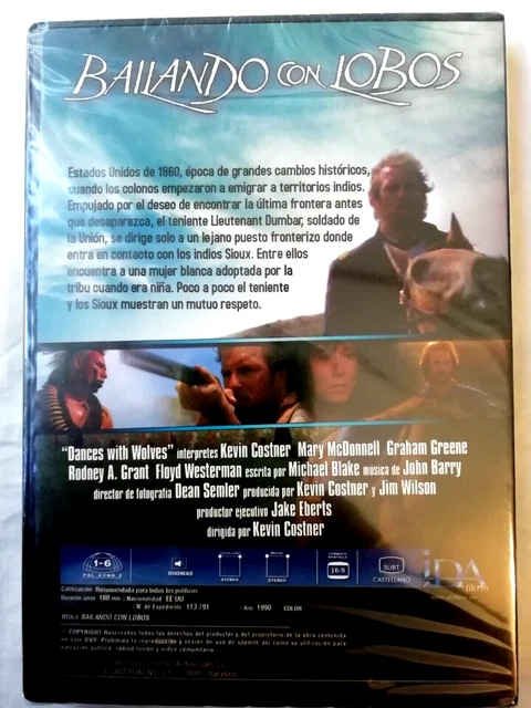 DANCING WITH WOLVES DVD Kevin Costner Mary McDonnell 7 Oscars 1990 PAL ...