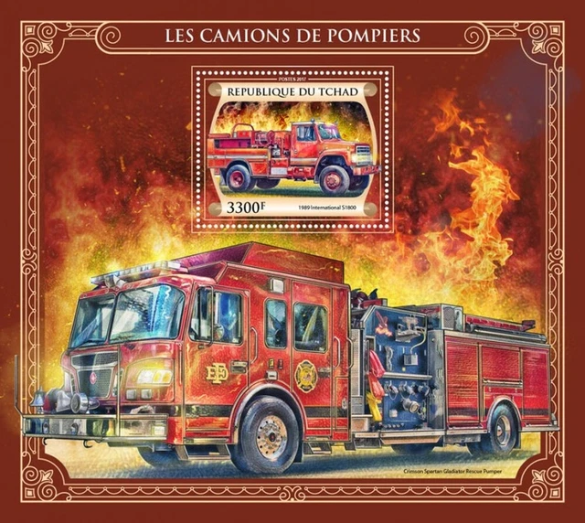 INTERNATIONAL S1800/CRIMSON SPARTAN Fire Engine Truck Stamp Sheet #205 ...