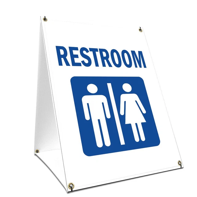 A-FRAME SIDEWALK RESTROOM Sign with Graphics On Each Side | 18" X 24 ...