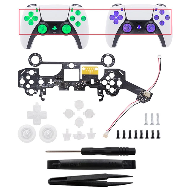 UPGRADE DIY LUMINATED D-Pad Thumbsticks Face Buttons LED Kit for PS5 ...