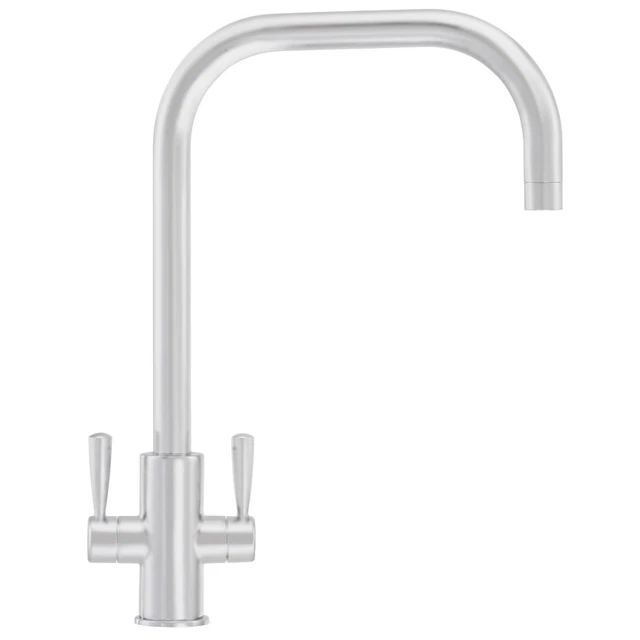 FRANKE ASCONA SWIVEL U-Spout Mono Mixer Twin Lever Silk Steel Kitchen ...