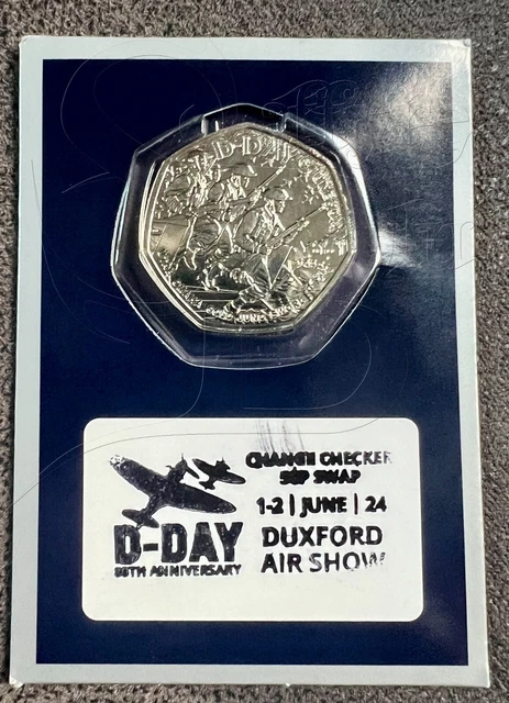 2024 UK D-DAY 80th ANNIVERSARY CERTIFIED 50p COIN BUNC CARDED Duxford ...