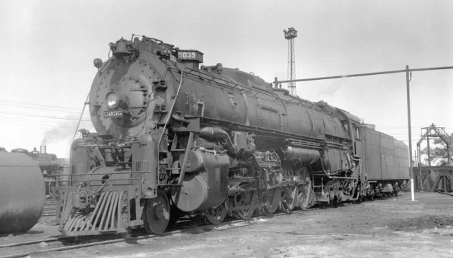AT&SF SANTA FE Railroad locomotive engine No. 5035 type 2-10-4 OLD ...
