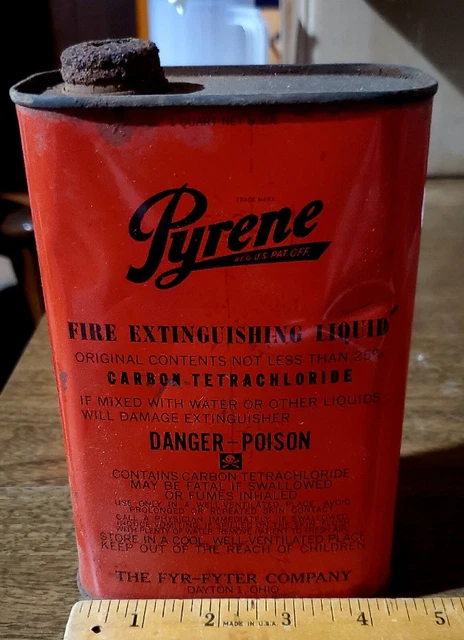 VINTAGE PYRENE FIRE Extinguishing Liquid Metal Can Quart Empty £19.03 ...