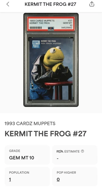 1993 CARDZ JIM Hensons Muppets Kermit the Frog #27 Actor Director PSA ...