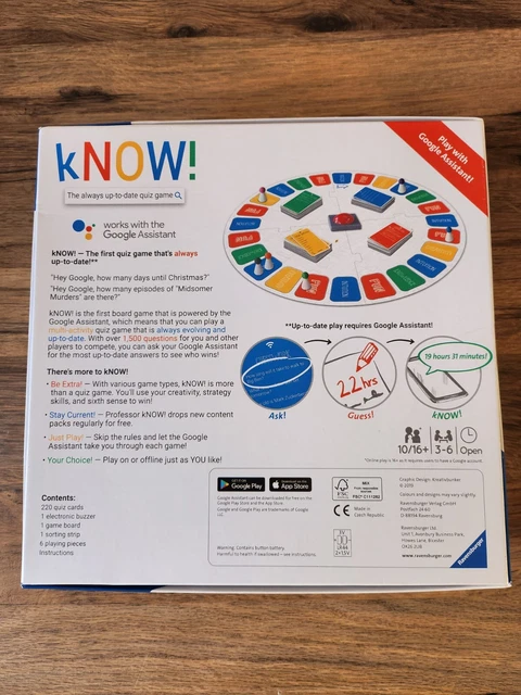 RAVENSBURGER KNOW! QUIZ Game powered by the Google Assistant Board Game ...