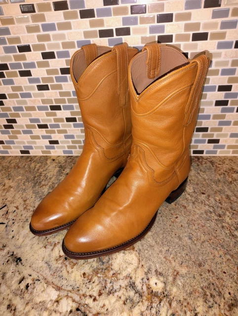 EUC TECOVAS (EARL) Tan Goat Leather Roper/Cowboy Boots - US Size 10 D ...