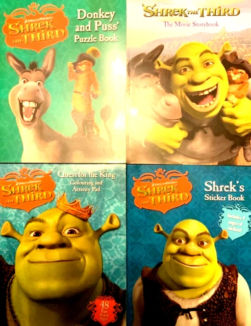 NEW X 4 SHREK ACTIVITY set STICKERS COLOURING PUZZLE STORYBOOK ...